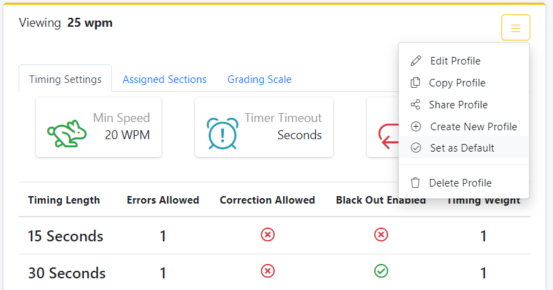 Setting A Default Grading Profile - Keyboarding Online