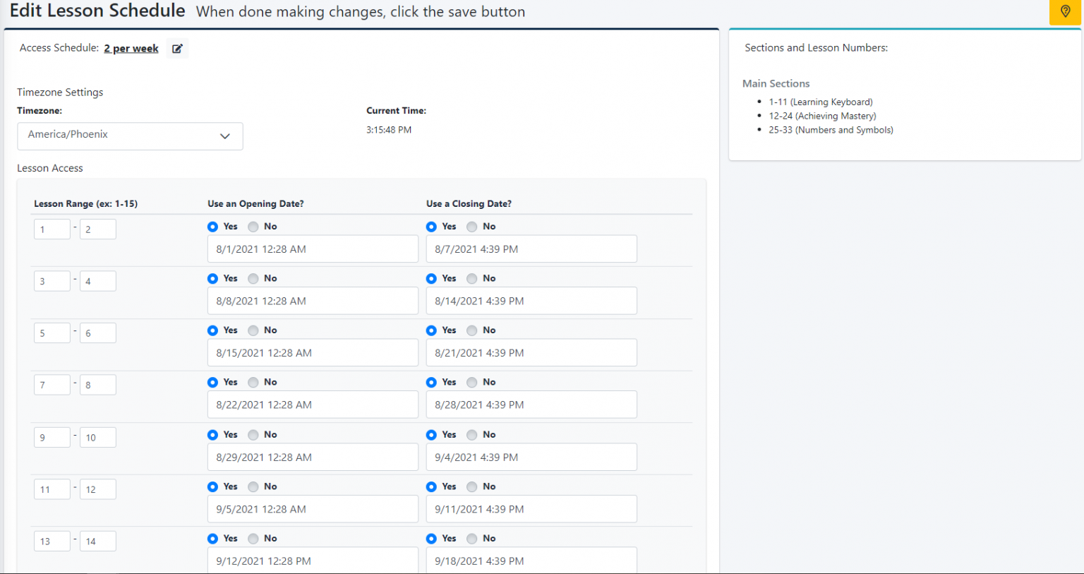 Lesson Schedules - Keyboarding Online