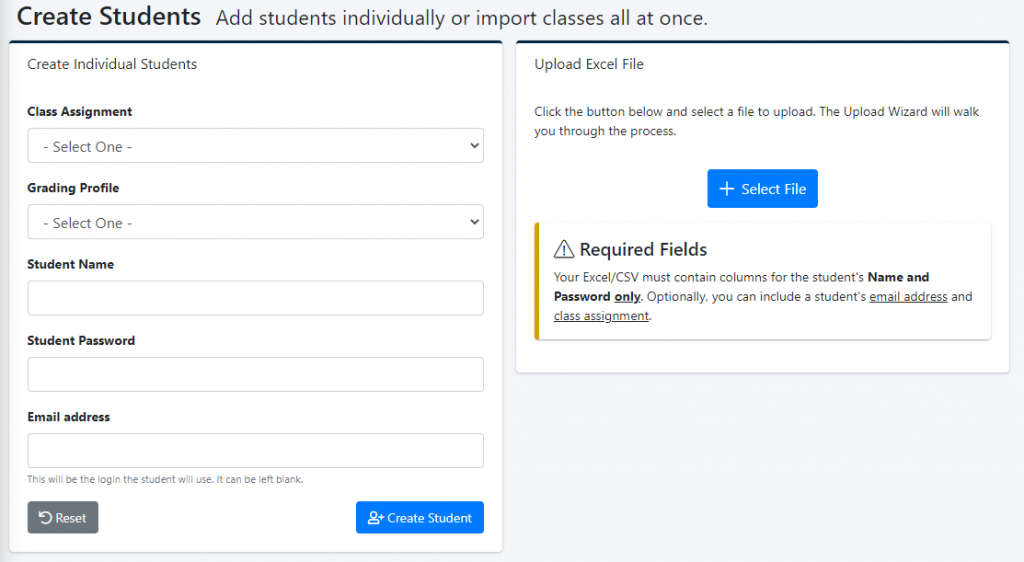 Creating Students - Keyboarding Online