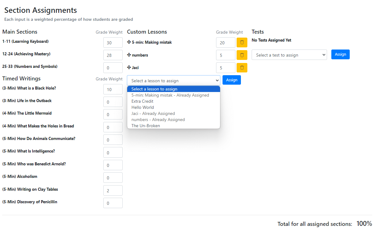 Can I add custom lessons to my class? - Keyboarding Online
